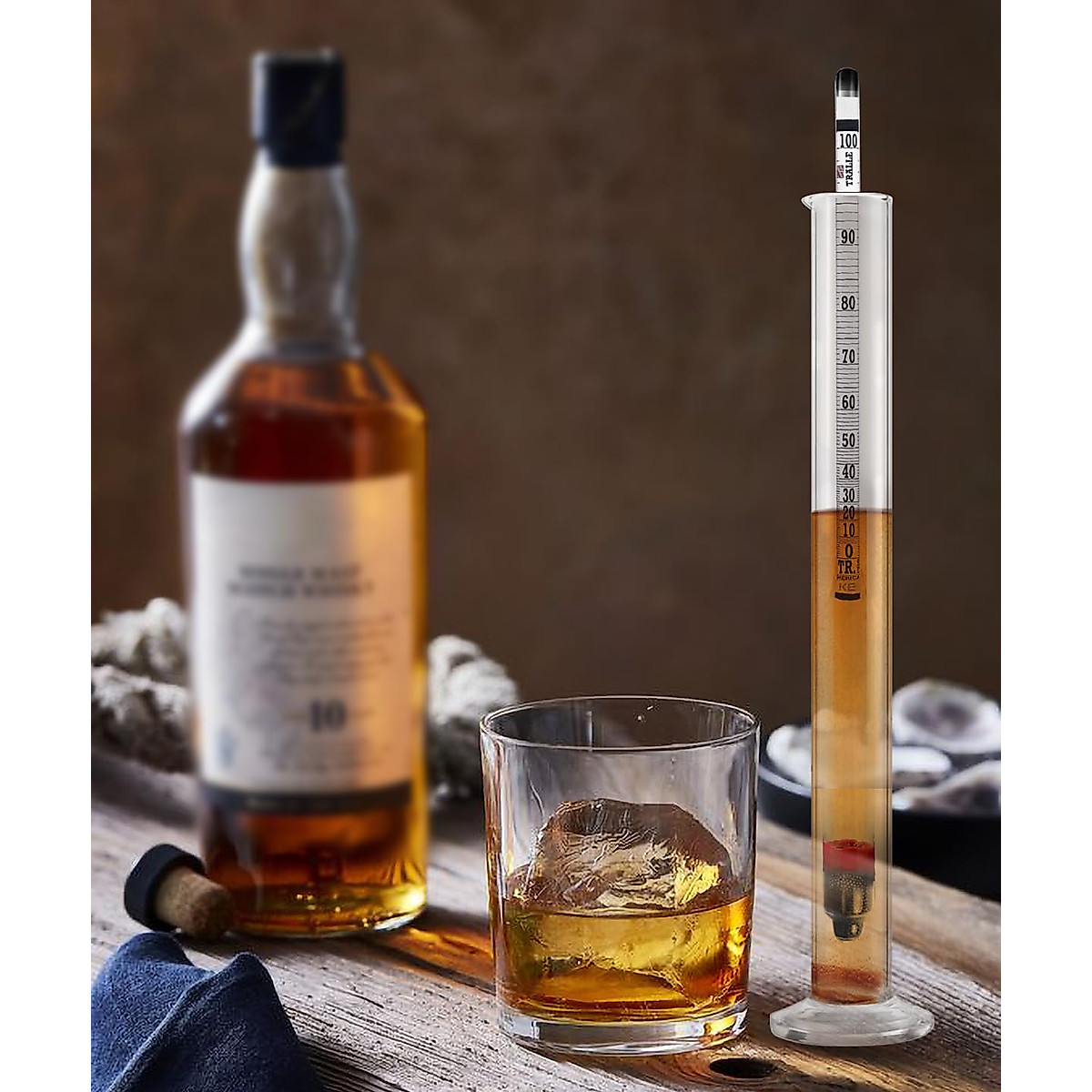 Hydrometer Alcohol Meter Kit, Hydrometer Alcohol 0-200 Proof and Tralle, Alcohol Tester for Liquor, Alcohol Hydrometer for Moonshine, Liquor, Spirits, Proofing, Distilling, with Hydrometer Test Jar