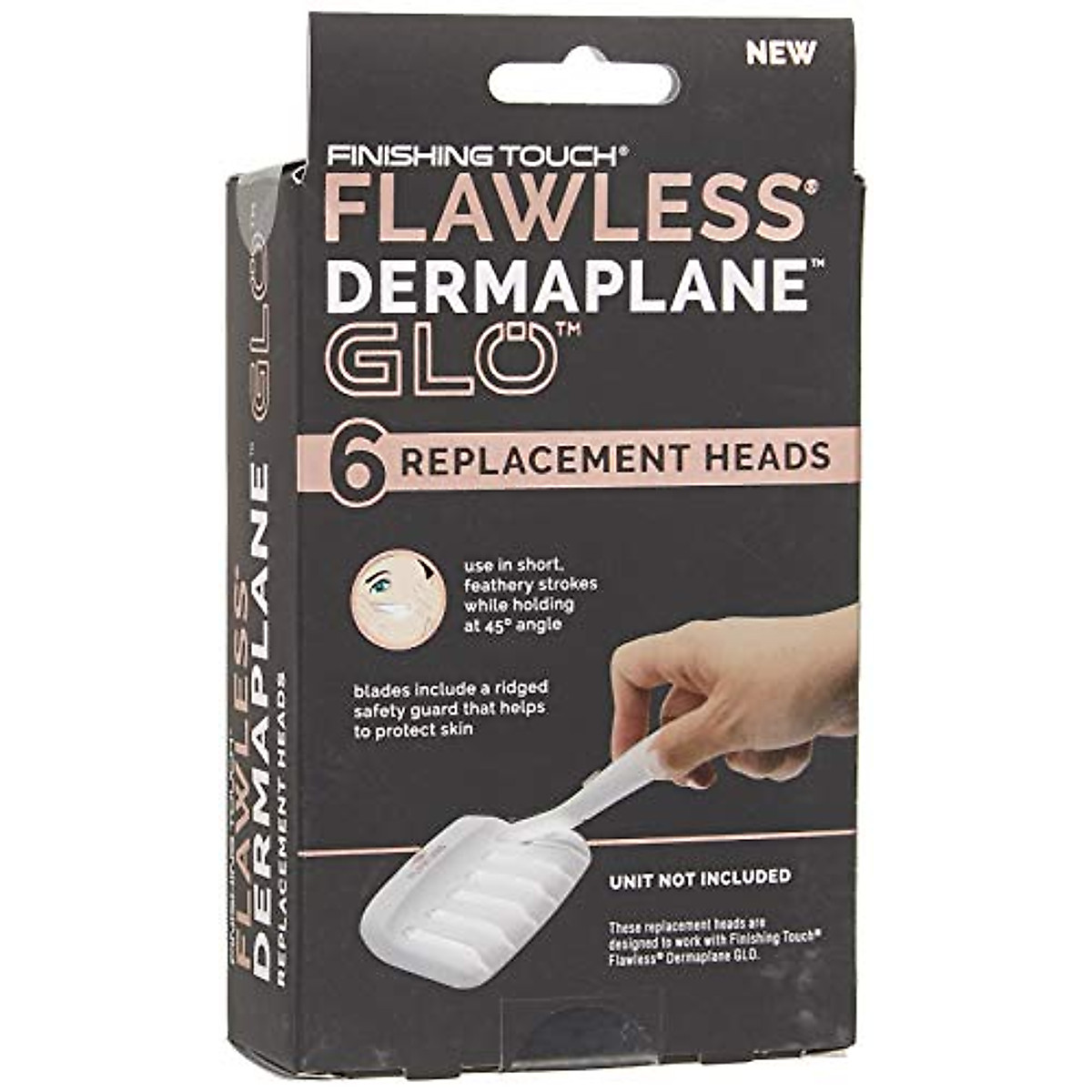 Finishing Touch Flawless Dermaplane Glo Facial Exfoliator Replacement Heads Only, Dermaplane Tool Not Included, White, 6 Count (Packaging may vary)
