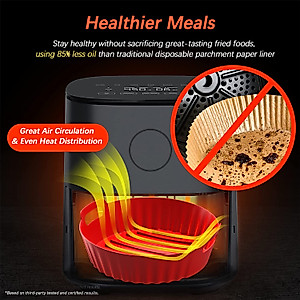 Silicone Air Fryer Liners, 3Pcs 8.6inch Air Fryer Silicone Pot Set Replacement of Parchment Paper Liners Heat Resistant Reusable Air Fryer Silicone Basket Fits 5Qt or Bigger Air Fryers, Black+Red+Blue