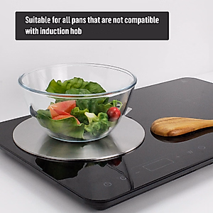 9.45inch Stainless Steel Induction Cooktop Adapter Plate, Heat Diffuser for Glass and Electric Cooktop, Detachable Handle