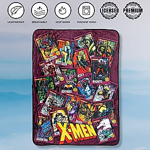 Marvel X-Men Trading Cards Villians by Jim Lee Flannel Throw Super Soft Lightweight Fleece Blanket 45 x 60 Inches