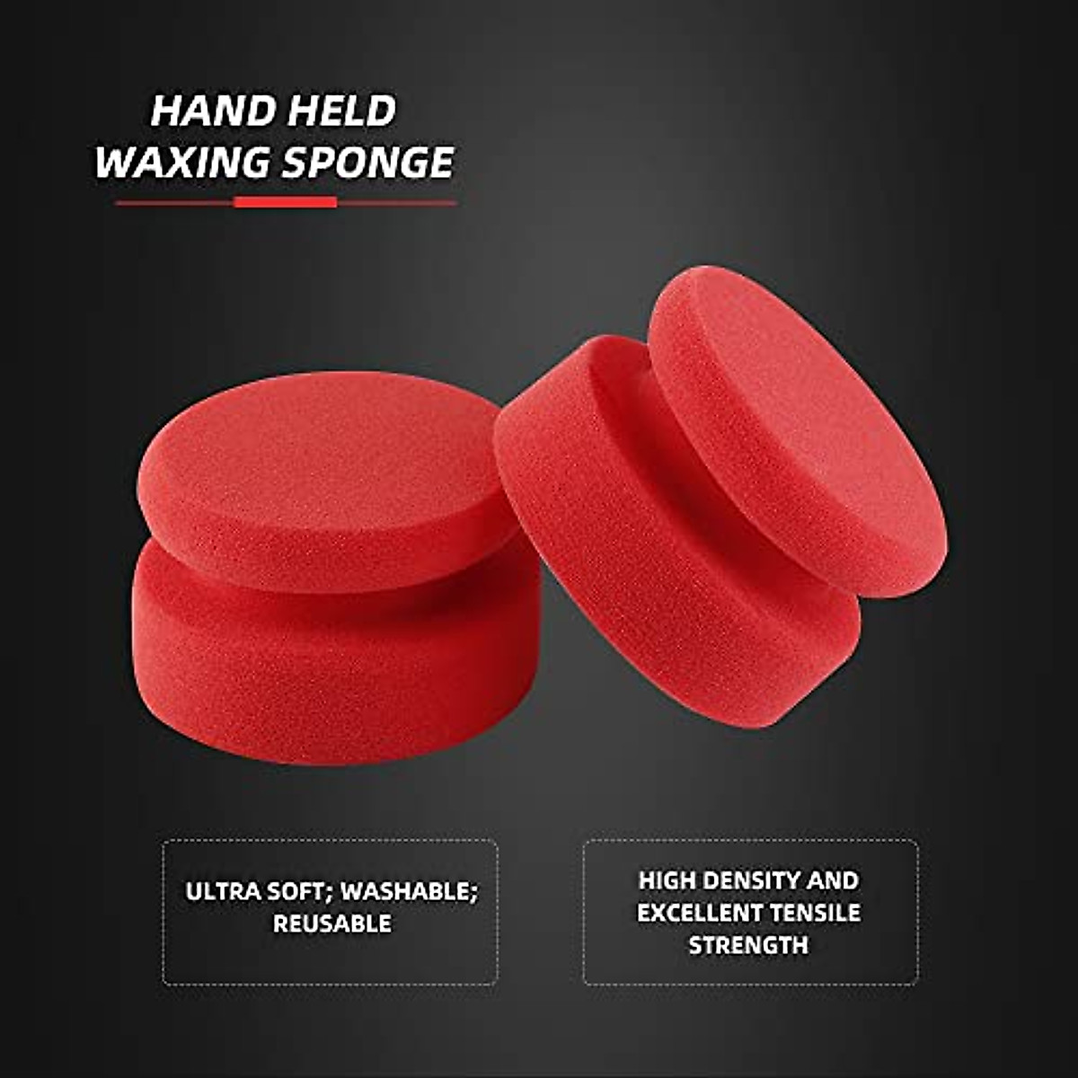 SPTA Tire Shine Applicator, 6Pcs Foam Applicator Pads, Round Shape Side Pressing Hand Polishing Sponge Pads Kit Tire Shine Applicator Pad Tire Dressing Applicator Pad for Applying Tire Shine