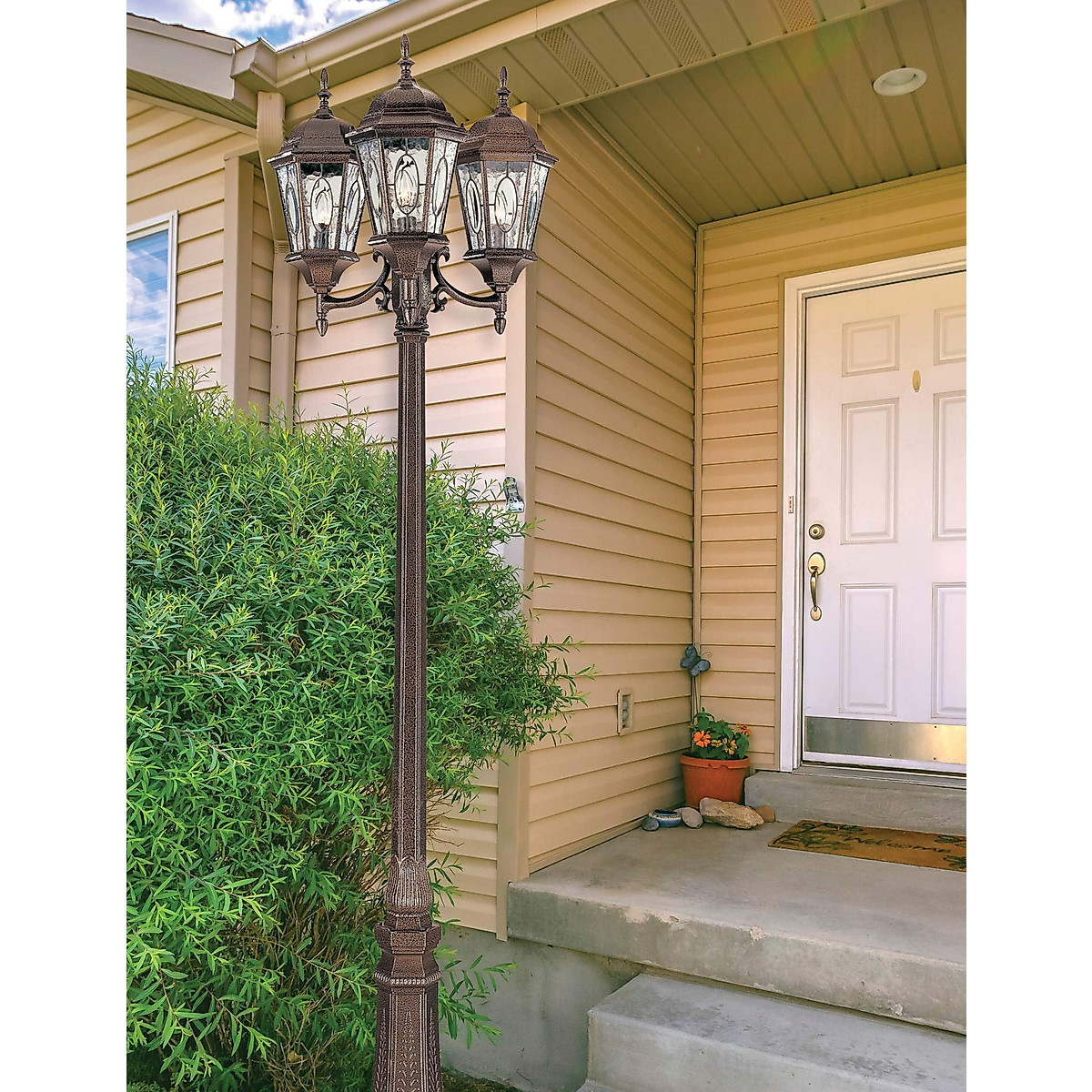 Trans Globe Lighting TG4719 BRZ Traditional Three Pole Outdoor-Post-Lights, Bronze/Dark