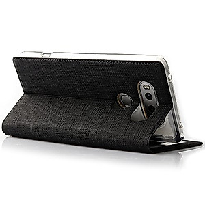 Feitenn Case Compatible with LG V20,Premium Flip Leather PU Wallet View Window Smart Case Stand Kicstand Card Holder Magnetic Closure TPU Bumper Slim Case Designed for LG V20 Black