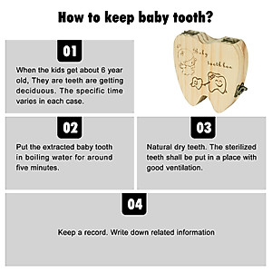 OYBUFSH Baby Teeth Keepsake Box Tooth Fairy Holder Wooden First Lost Deciduous Tooth Collection Organizer Storage for Kids Memory (Girl)