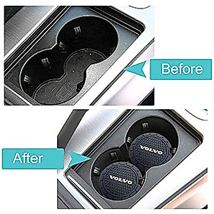 JDclubs 2.75 Inch Diameter Oval Tough Car Logo Vehicle Travel Auto Cup Holder Insert Coaster Can 2 Pcs Pack (fit Volvo)