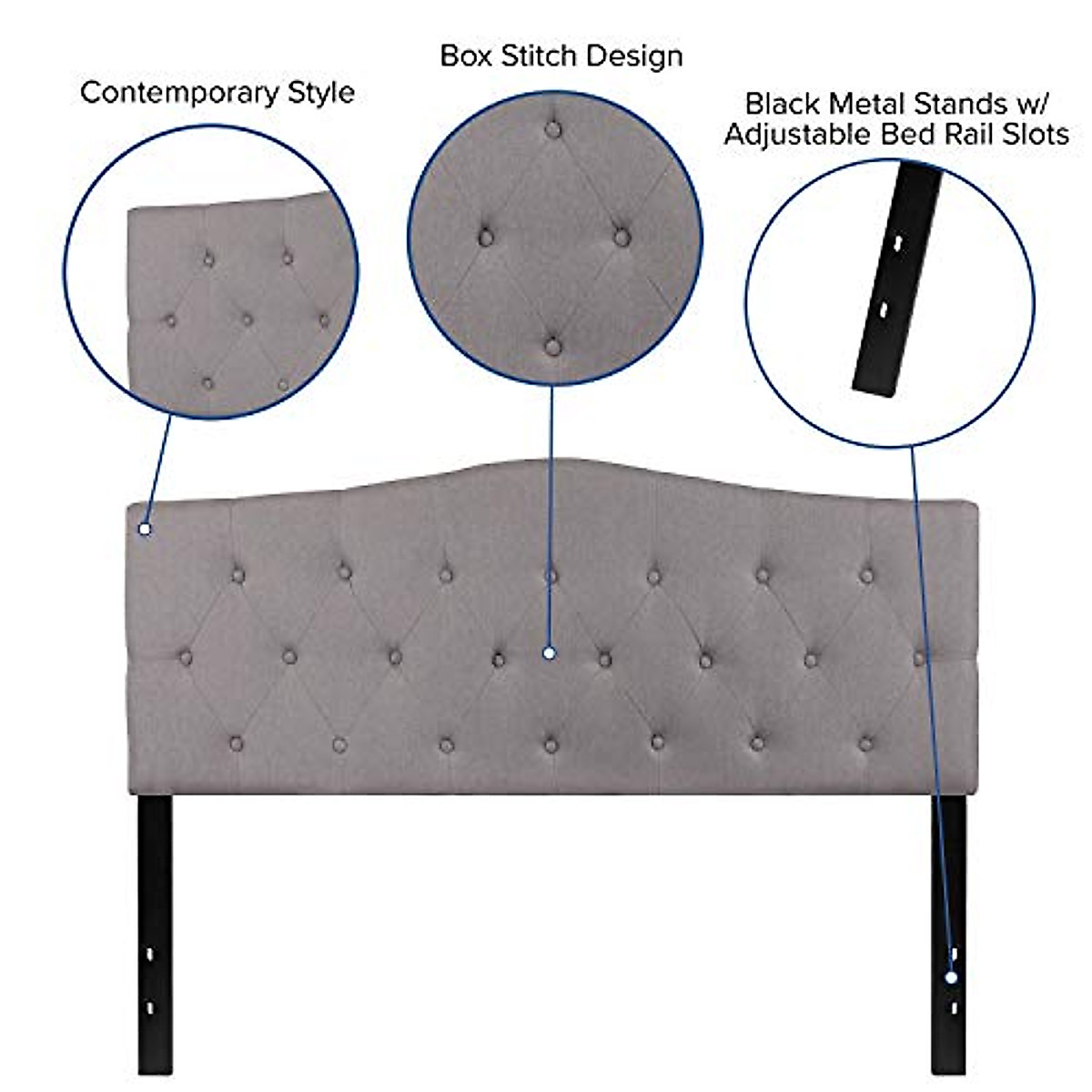 Flash Furniture Cambridge Tufted Upholstered Queen Size Headboard in Light Gray Fabric