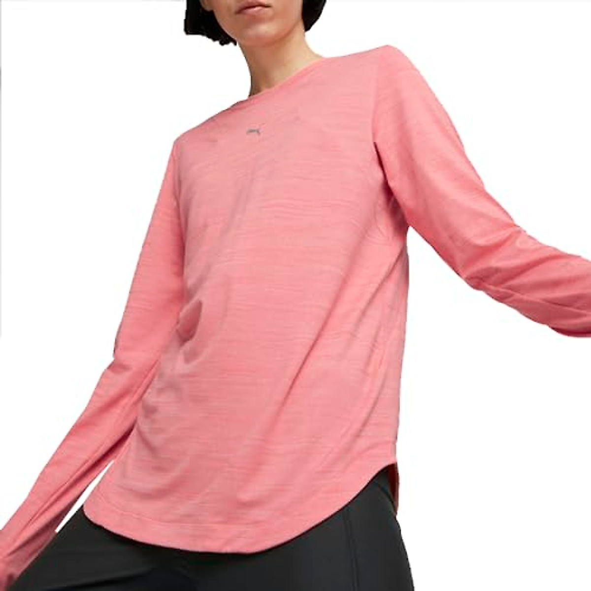 PUMA Women's Cloudspun Long Sleeve Tee, Carnation Pink Heather, Medium