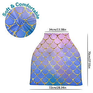 Stretchy Baby Car Seat Covers for Boys Girls Mermaid Fish Scales Infant Car Canopy Nursing Cover Breastfeeding Scarf
