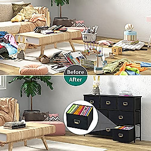 YITAHOME 8-Drawer Storage Tower, Fabric Dresser - Organizer Unit for Bedroom, Living Room, Hallway, Closets & Nursery - Sturdy Steel Frame, Wooden Top & Easy Pull Suede Bins