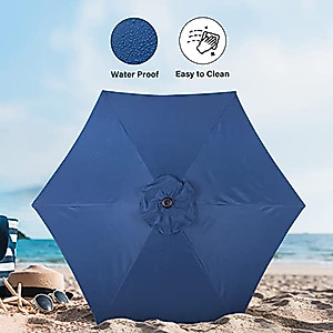 Simple Deluxe 7.5ft Patio Umbrella Outdoor Table Market Yard Umbrella with Push Button Tilt/Crank, 6 Sturdy Ribs for Garden, Deck, Backyard, Pool, Blue