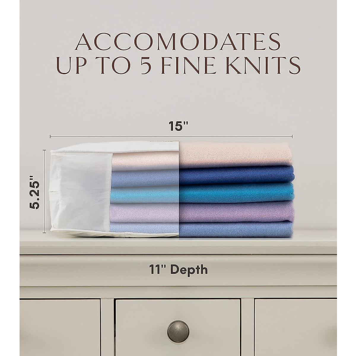 Hayden Hill Luxury Organic Cotton Sweater Storage Bag - Fits 4 Fine Knits - 15 Inch - Breathable Clothes Storage For Cashmere - Moth Proof Sweater Organizer For Closet - Certified Carbon Neutral