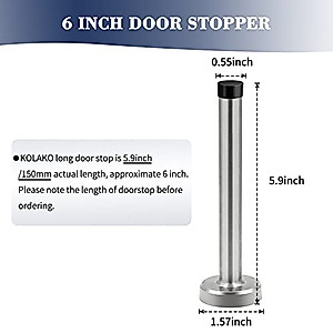 Door Stops, Long Door Stopper 6 Inch Wall Mount Modern Doorstop Heavy Duty Solid Door Holder with Soft Rubber Bumper, Extra Long Door Stoppers for Bottom or Top of Door