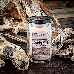 The Candle Daddy Morning Wood Cedarwood Vanilla Candle - Funny Candle Makes Great Gift for Him - Vanilla Scented Mason Jar Gag Candle - 10.5 oz, 80 Hour Burn Time, Poured in Small Batches in USA