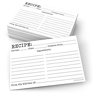 321Done Recipe Cards (Set of 50) 4x6 - Typewriter White Vintage - From the Kitchen Of - Large Double-Sided - Made in USA - Unisex Minimalist