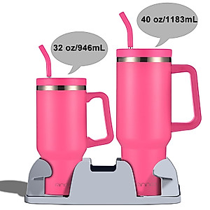 mininoo 30 oz Tumbler With Handle and Straw Lid, Insulated Coffee Mug Stainless Steel Travel Mug Leak-proof Lid and Straw Fit in Car Cup Holder(Cupcake Pink)