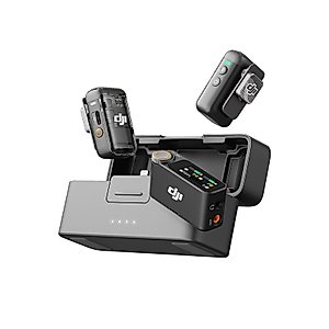 DJI Mic 2 (2 TX + 1 RX + Charging Case), Wireless Lavalier Microphone, Intelligent Noise Cancelling, 32-bit Float Internal Recording, 820 ft.(250m) Range, Microphone for iPhone, Android, Camera