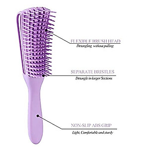 Messen Purple Detangling Brush for Natural Black Hair Detangler for Afro America Textured 3a to 4c Kinky Curly Wavy Eliminate Knots While Exfoliating Your Scalp and Stimulate Blood Circulation(1 Pack)