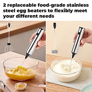 JOUEURER Kitchen Milk Frother With 2 Heads, USB C Fast Charging Handheld 3-Speed Latte Frother - Home Coffee Blender, Matcha, Hot Chocolate, Cappuccino, Creamer, Smoothie & Egg Mini Frother