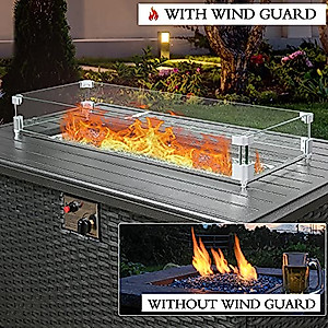 Ulax Furniture 31 x 11 x 4 Inch Fire Pit Glass Wind Guard Clear Tempered Glass Flame Guard for 29 Inch Outdoor Patio Fire Table Burner Pan, 5/16 Inch Thick