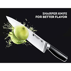 WIZEKA Knife Set, NSF Certified 15pcs Kitchen Knife Set, 1.4116 German Stainless Steel Knife Sets for Kitchen With Block, Full Tang Design&Comfortable Anti-Slip Handle, Black Knight Series