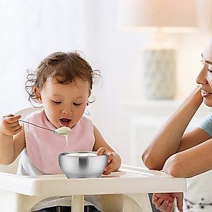 LIANYU 12oz Stainless Steel Bowls for Kids, 4 Pack Children Toddler Bowls, Double-walled Insulated Metal Bowls for Child, Baby Toddler Feeding Bowl for Dinner Lunch, Dishwasher Safe