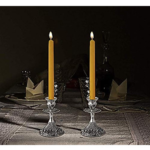 Hyoola 10 Inch Beeswax Taper Candles - 12 Pack - Handmade, All Natural, 100% Pure Unscented Bee Wax Candle - Tall, Decorative, Golden Yellow - 10 Hour Burn Time