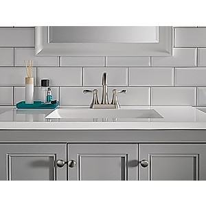 Delta Faucet Esato Centerset Bathroom Faucet Brushed Nickel, Bathroom Sink Faucet, Drain Assembly Included, SpotShield Brushed Nickel 25897LF-SP