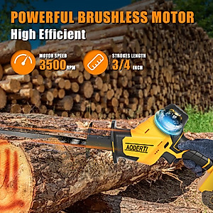 Cordless Reciprocating Saw for DEWALT 20V Max Battery, Brushless Motor Variable Speed 0-3500 SPM, Tool-free Blade Change, AODERTI Recipro Sawzall with 4 Saw Blades for Wood/Metal Cutting (Tool Only)