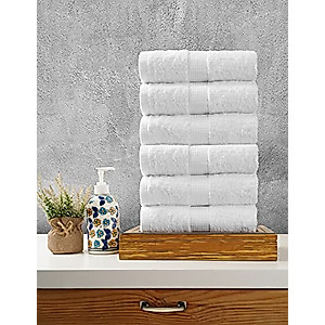 LANE LINEN 6 Pc Hand Towels for Bathroom Set, 100% Cotton Super Absorbent Bathroom Hand Towel Set, Ultra Soft Premium Hotel Quality - White