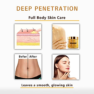 Seed Spring 24K Gold & Sugar Body Scrub - Exfoliating Body Scrub - Moisturizing & Deep Cleansing - Remove Dead Skins - Anti Aging Hydrating Body Scrub for Women Men - 10 oz