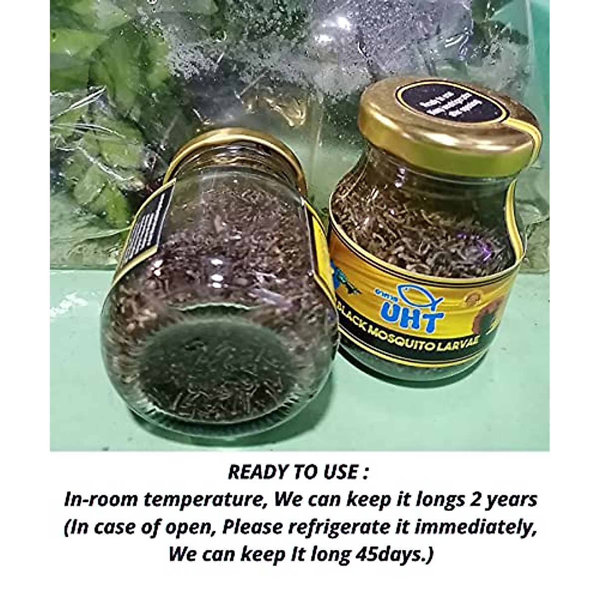 A.D.P. UTH Fish Food Black Mosquito Larvae 75 g. Tropical Fish Food Grow Faster & Color Enhancer Slow Sinking Like Pellets High Protein 74% for All Tropical Fish Feed & Small Fish Breeding Fish Care