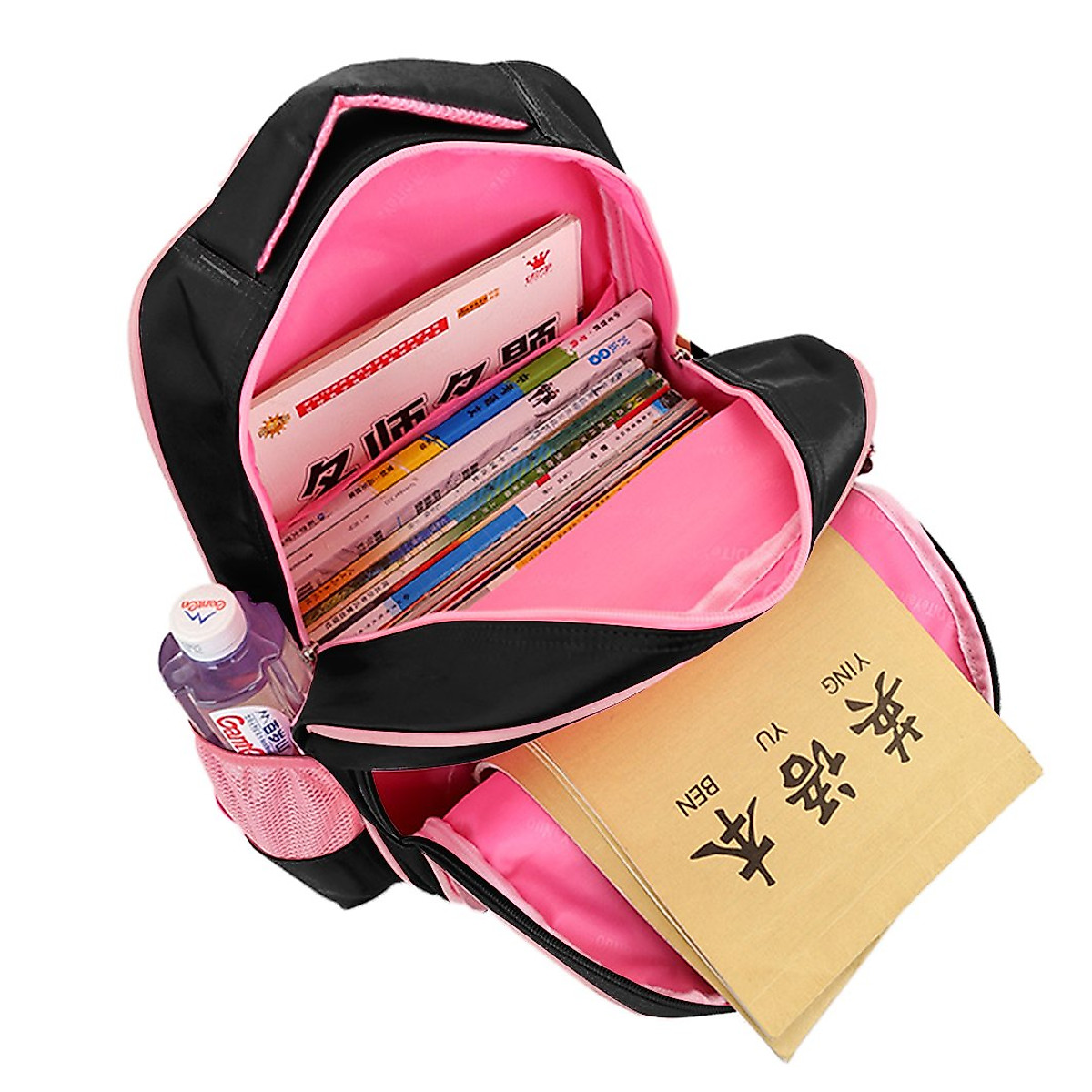 Cat Face Girls Backpack Kids School Bookbag for Primary Students Black