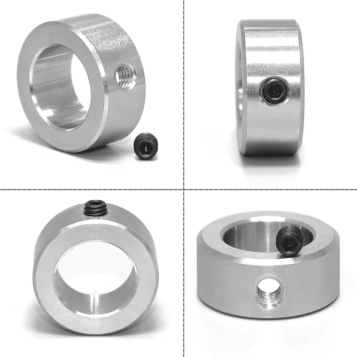 Muye 2 Set 8pcs Metric Woodworking Drill Stop Collar Set 3mm-16mm Nickel Plated Drilling Bit Depth Stopper with 2 Hex Wrenchs Drill Bit Limited Ring Silver Carbon Steel