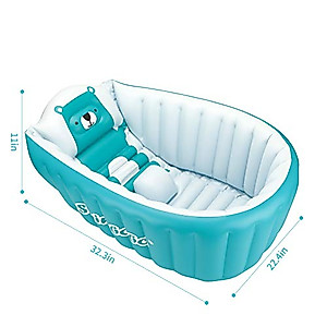 SHXKUAN Inflatable Bathing Tub for Toddler,Non Slip Safety Thick Cushion Central Seat,Portable Travel Seat Baths Baby Swimming Pool for 0-5 Year(Blue)