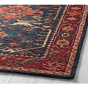 Wool Rug CHIA Channin Indigo Rug Hand Tufted Persian Traditional Wool Rug New Floral Oriental Vintage Area Rug (8x10)