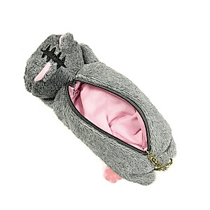 Wrapables® Cute Cat Pouch Plush Pencil Case, Gray