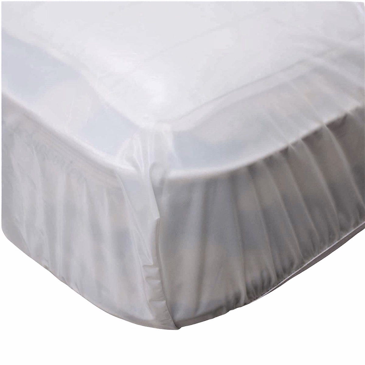 Vinyl Plastic Mattress Protector Fitted Sheet Style Waterproof Mattress Cover Breathable - Bed Wetting and Spill Protection for Mattress Fits a Mattress Up to 11.5" Deep (Twin 76" x 39" x 11.5" Deep)