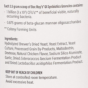 Revival Animal Health Doc Roy's GI Synbiotics- Probiotic & Prebiotic Supplement - for Dogs and Cats- 454 gm Granules