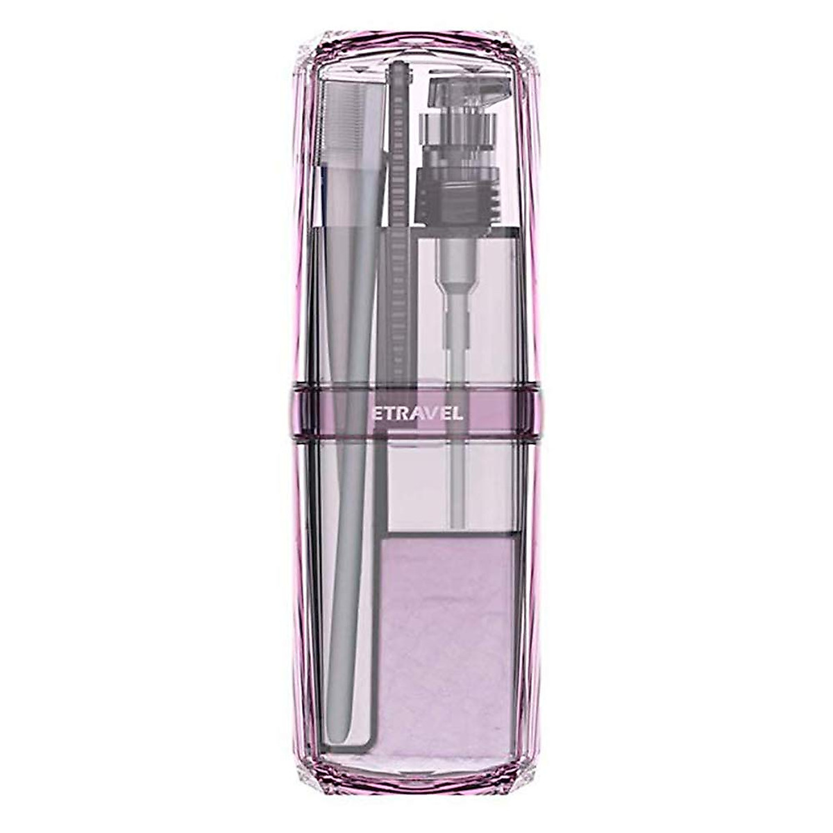 Portable Toothbrush Cup 8 in 1 Wash Set Storage Case, Toothbrush & Toothpaste Shower Gel Shampoo Comb Travel Kits Toiletry Sub (Purple)