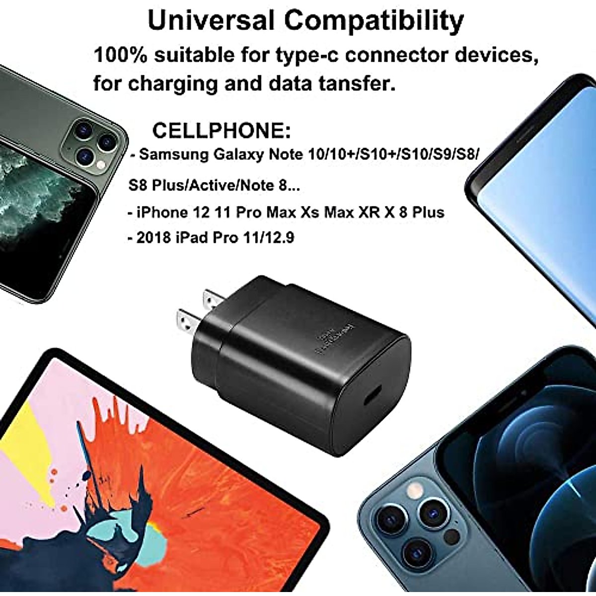 Samsung USB C Super Fast Charger 25W PD Type C Wall Plug Adapter Block Compatible with Samsung Galaxy S21 S20 Ultra 5G Note10 20 Plus, iPhone 12 Mini Pro Max 11 XS XR X 8 Plus and More(3 Pack)