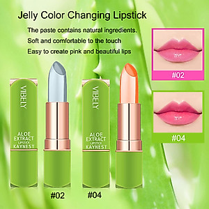 Kaynest 2 Packs Aloe Vera Lipstick Lips Moisturizer Long Lasting Nutritious Lip Balm Magic Temperature Color Change Lip Gloss (Set-B)