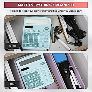 Purpeak 32 Pcs Desk Drawer Organizer Office Organization Tray Versatile Vanity Organizer with Nonslip Pads Makeup Organizer for Divider Drawer Storage Box Container for Kitchen Bedroom (Purple)