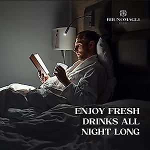 Bruno Magli Ribbed Carafe | 2-Pc Set | Drinking Glass Tumbler Doubles as a Lid | Elegant Nightstand Water Pitcher with Matching Cup for Office, Home, & Guest Room Décor | Gift Boxed (Clear)