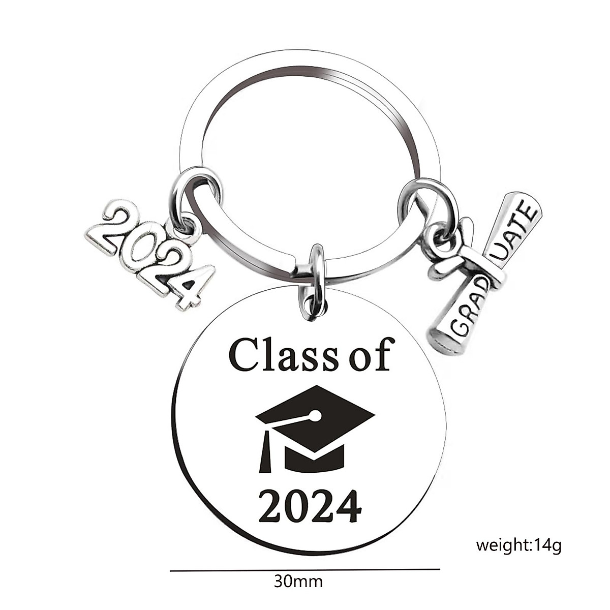 LUOZZY 8 Pcs Class of 2024 Graduation Keychains Bulk My Story is Just Beginning Keychain 2024 Graduation Party Supplies Favors