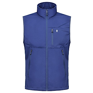 Little Donkey Andy Men's Lightweight Softshell Vest, Windproof Sleeveless Jacket for Travel Hiking Running Golf Blue XL