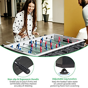GYMAX 48” Foosball Table, Arcades Soccer Game Table for Multiplayer with 2 Balls, Score Keepers Wooden Competition Sized Foosball Table for Adults and Kids (Black)