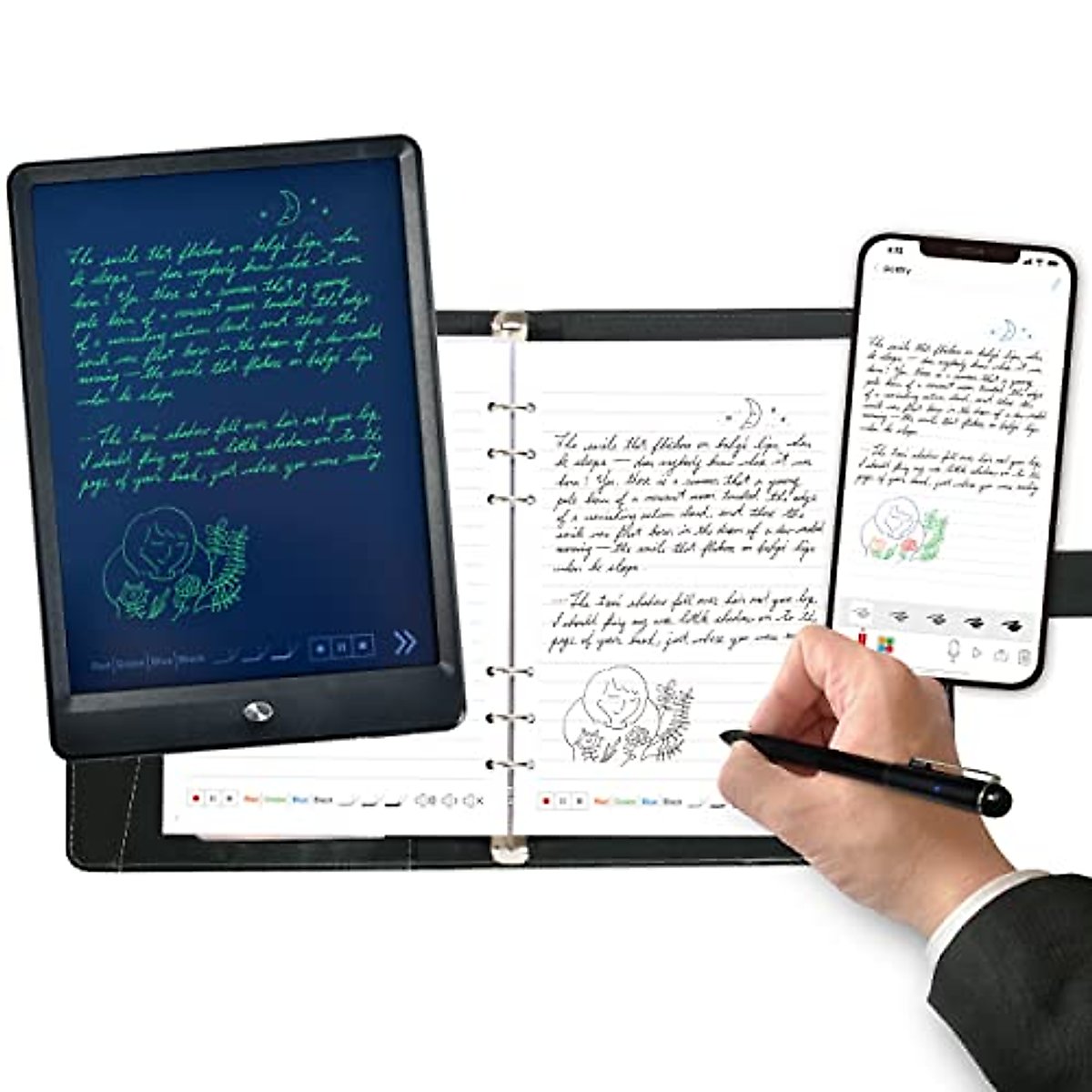 Ophaya 3-in-1 Digital Pen Smart Writing Set, Real-time Sync for Digitizing, Storing, and Sharing Paper Notes, Ideal for Note-taking, Drawing, Classroom, Meetings, Trials, Compatible with Android & IOS