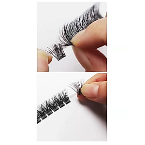 Hannahool 12rows-Large Tray Mixed 8-10-12-14-16mm/Mixed 14-15-16mm/Mixed14mm-16mm/Mixed 18-20mm Wide Stem Individual False Eyelashes Dramatic Black Cluster Eyelashes (mixed14mm-16mm)