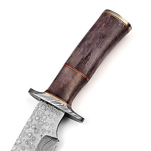 UK UNIQUE SHARP KNIVES BK-3023 Handmade Damascus Steel 15.00 Inches Damascus Steel Hunting Knife - Camel Bone Handle With Damascus Steel Gurd/Pommel